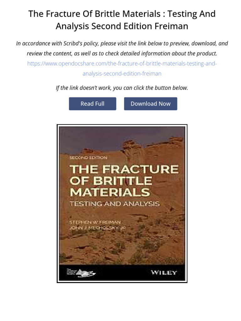 The fracture of brittle materials : testing and analysis Second Edition ...
