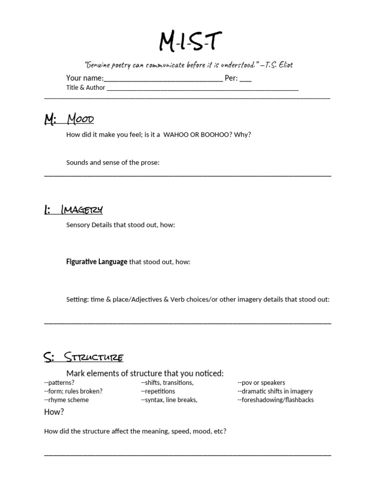 Cópia de MIST_ Poem Analysis Green | PDF