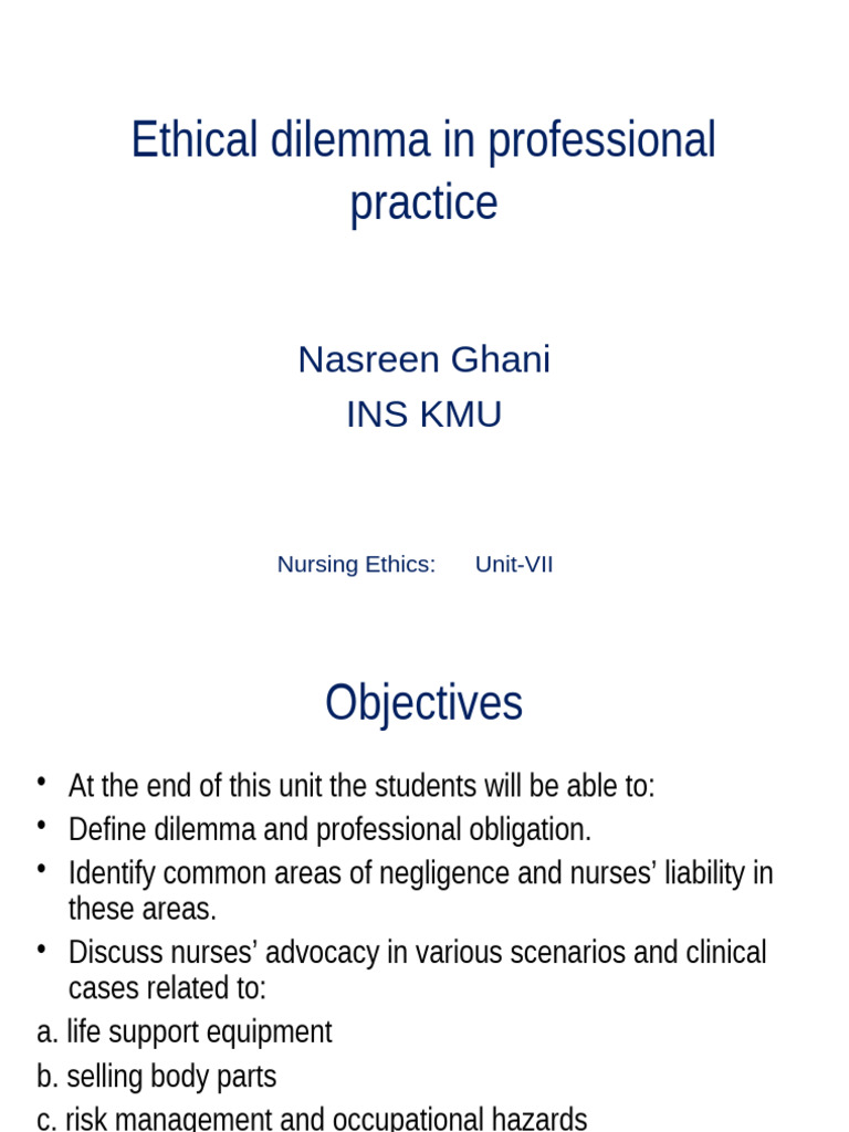 Ethical Dilemmas in Nursing Practice | PDF | Tort | Defamation