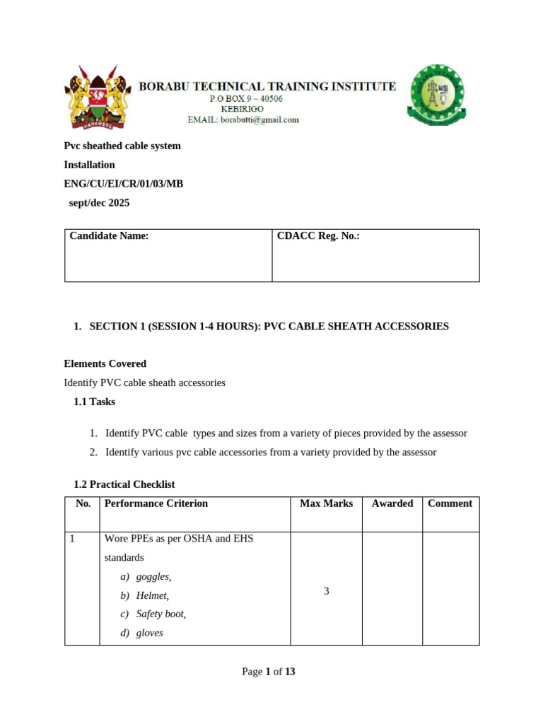 PVC SHEATHED exam | PDF | Electrical Wiring | Switch