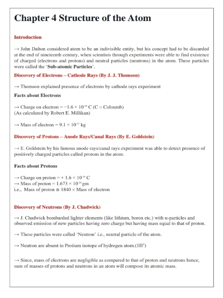 Structure of Atom PDF | PDF