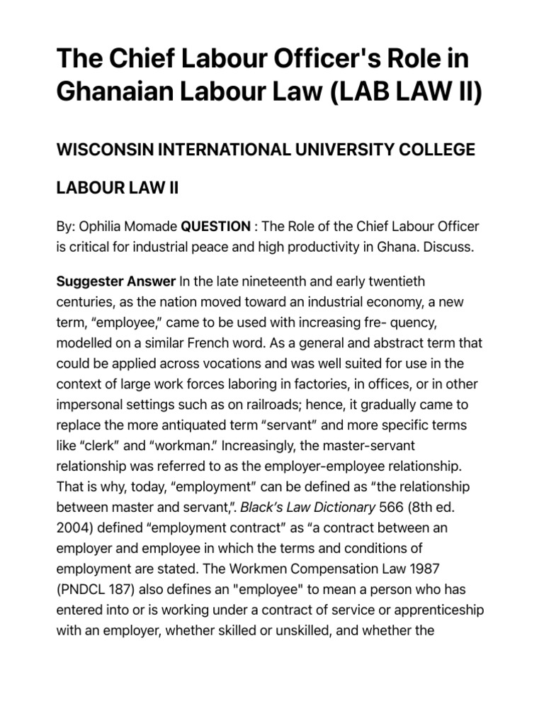 Chief Labour Officer's Role in Ghana | PDF | Employment | Labour Law