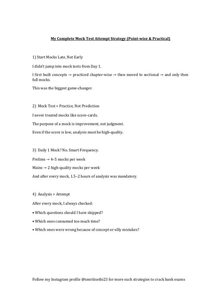 Mock Test Strategy & Schedule (Smriti Mam) | PDF