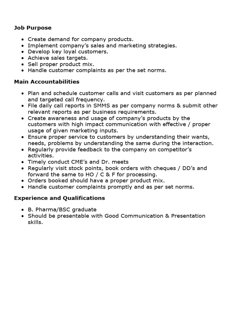 Job Description - Sales Trainee | PDF