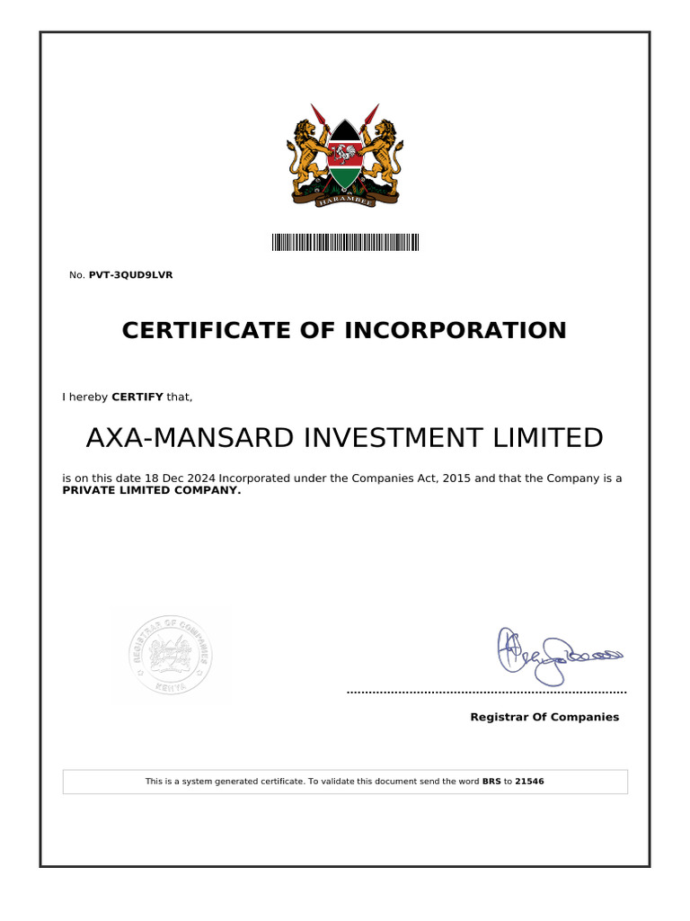 AXA-Mansard Investment Ltd Incorporation | PDF | Taxes | Personal ...