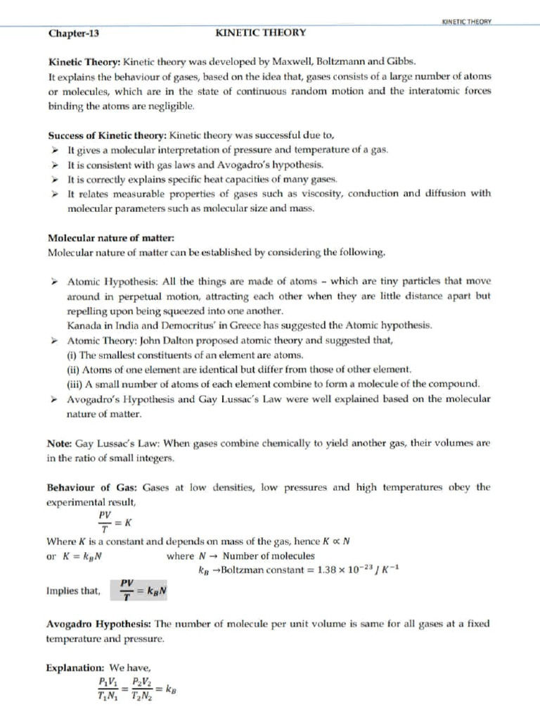 Kinetic Theory of Gases Explained | PDF | Gases | Momentum