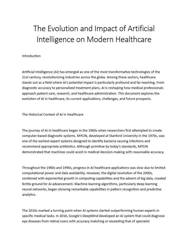 AI's Impact on Modern Healthcare Evolution | PDF | Artificial ...