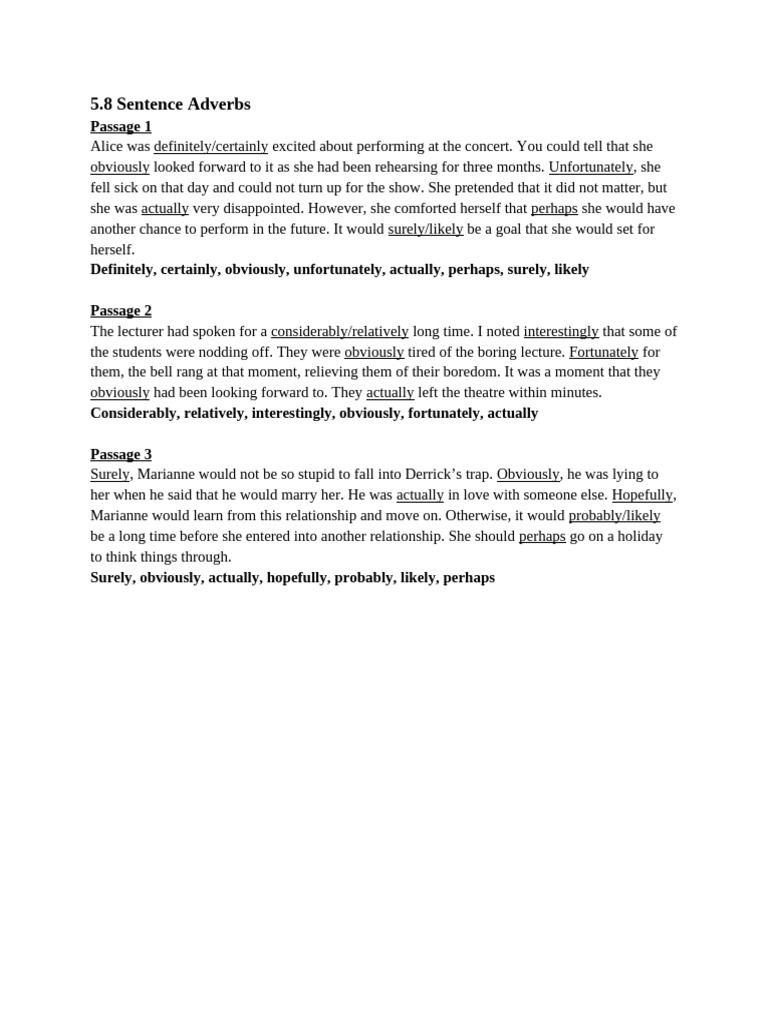 Understanding Sentence Adverbs | PDF