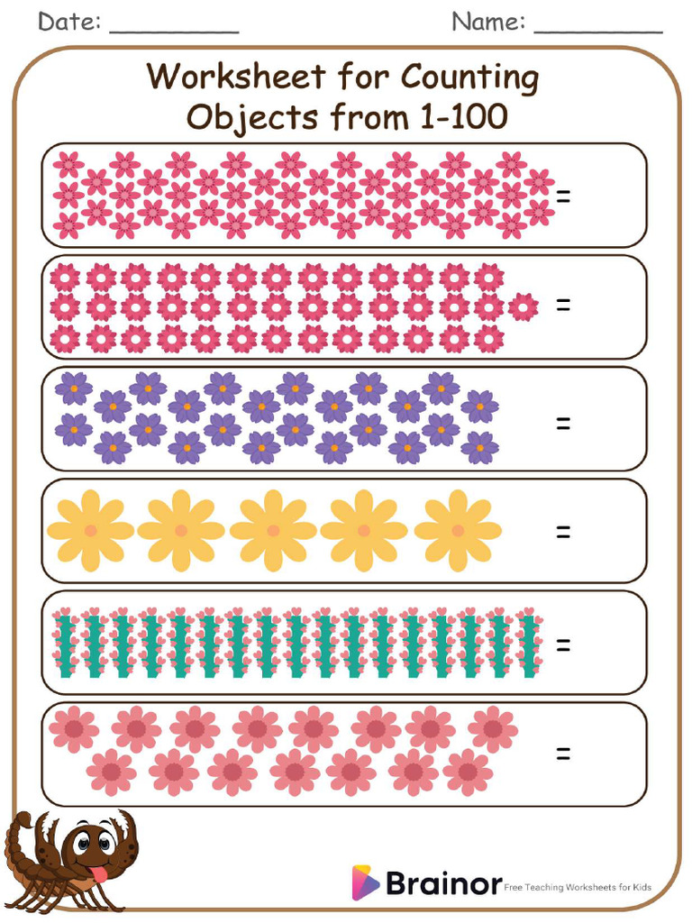 Counting Worksheet 1 100-29-1 | PDF