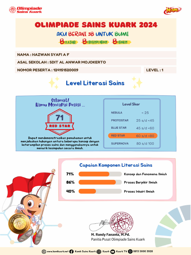 Olimpiade Sains Kuark 2024 Scorecard | PDF