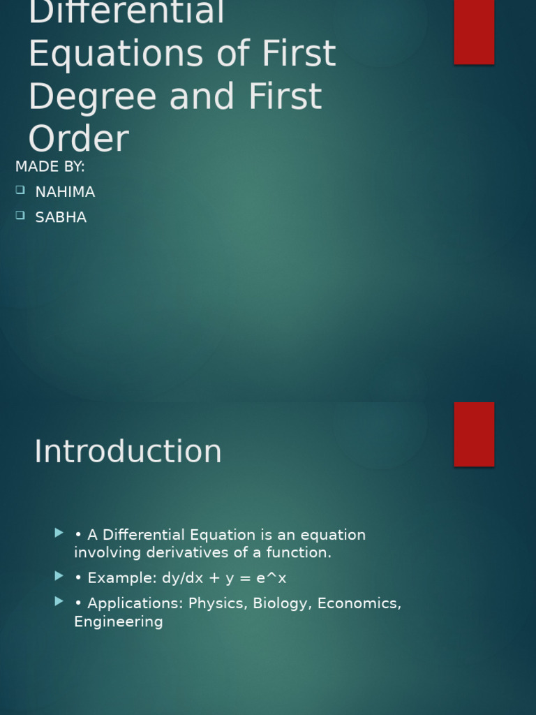 First Order Differential Equations Guide | PDF