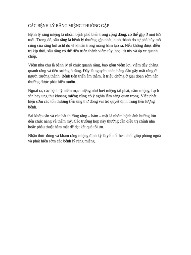 RHM File 2 Cac Benh Ly Rang Mieng Thuong Gap | PDF