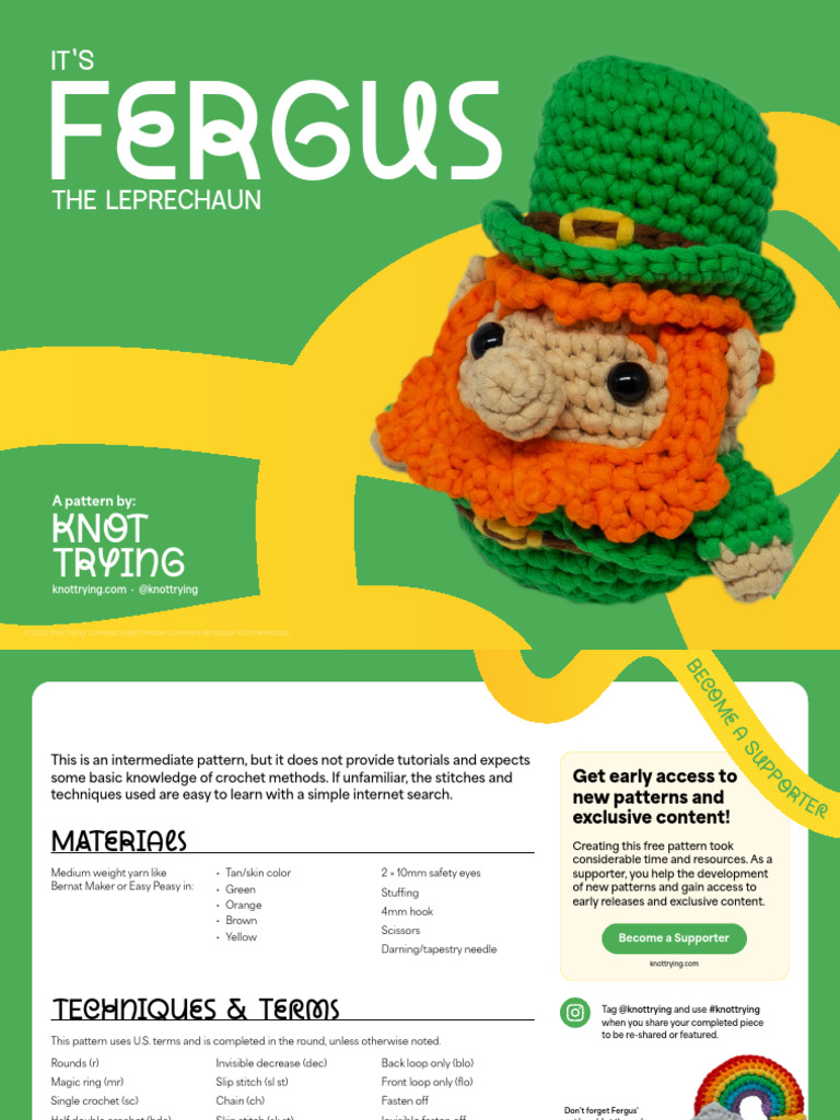 Knot Trying Fergus the Leprechaun | PDF | Crochet | Textile Arts