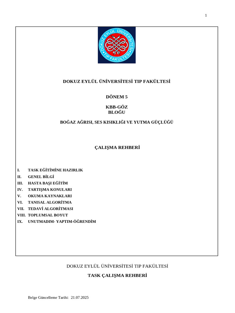 Bogaz Agrisi Burun Tikanikligi Ve Ses Kisikligi Task Rehberi-2025-2026 ...