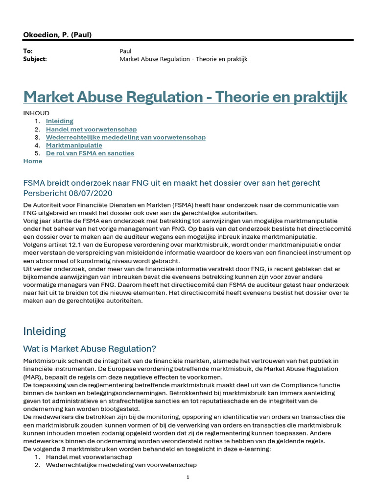 Market Abuse Regulation | PDF