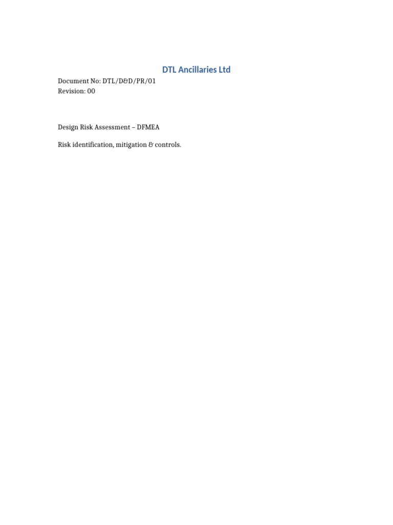 08 Design Risk Assessment DFMEA | PDF