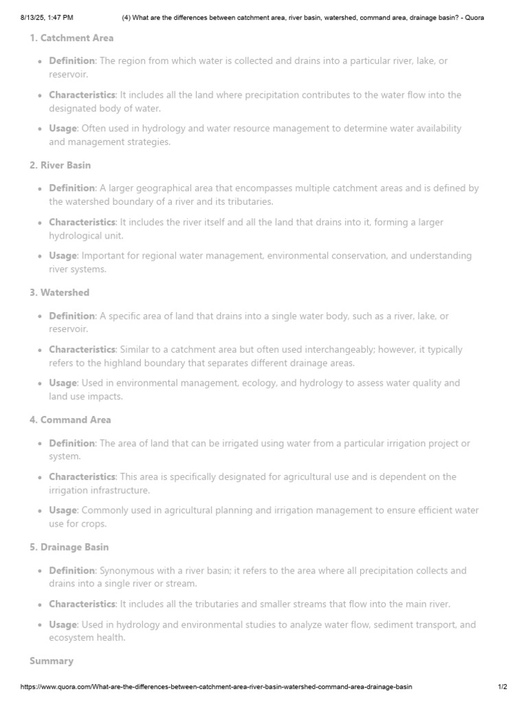 Differences in Water Management Areas | PDF | Drainage Basin | River