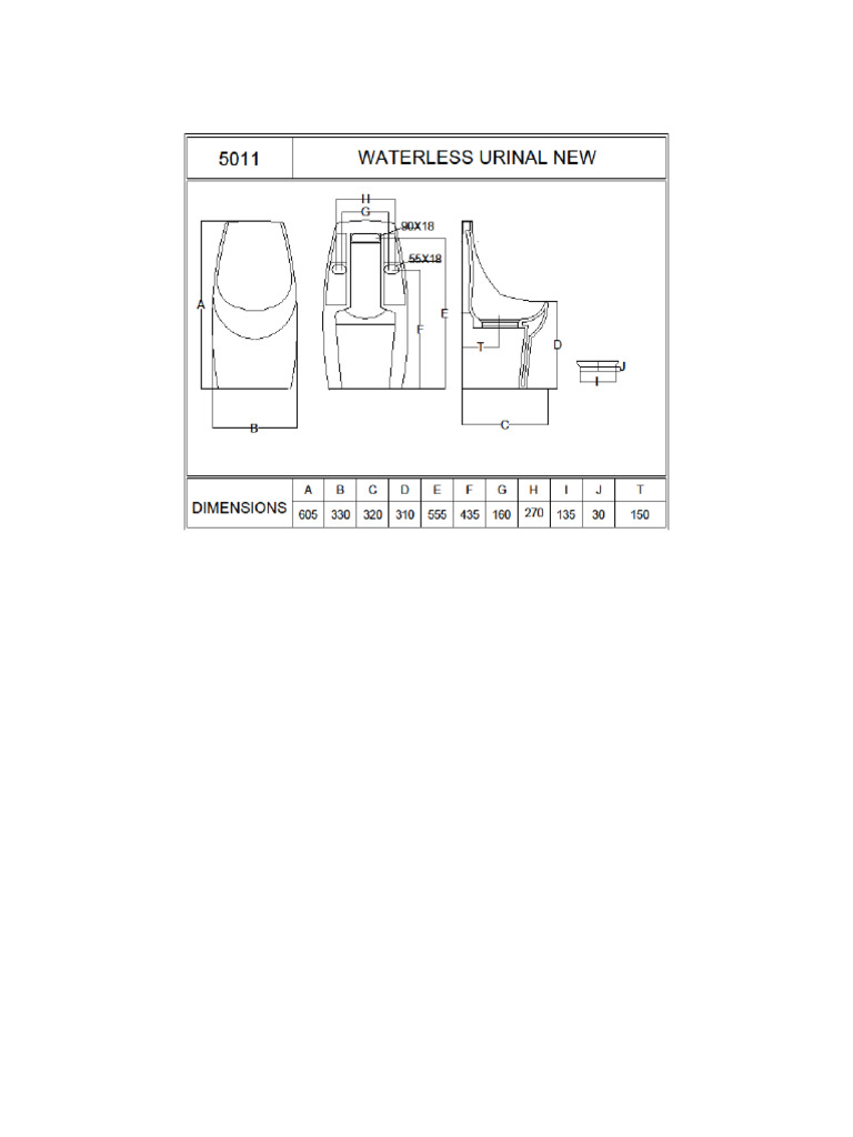 Falcon Flex Urinal Drawing | PDF