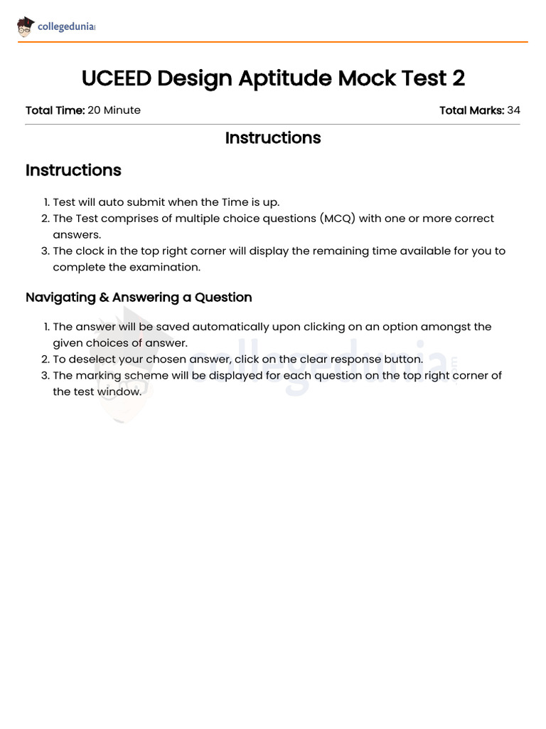 UCEED Design Aptitude Mock Test 2 | PDF | Parking