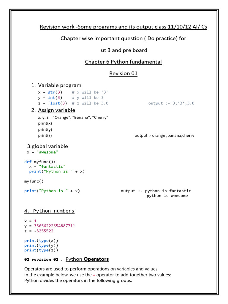 Revision Work Pyhthon for Class 10 ,11,12 | PDF | Control Flow | Number Theory
