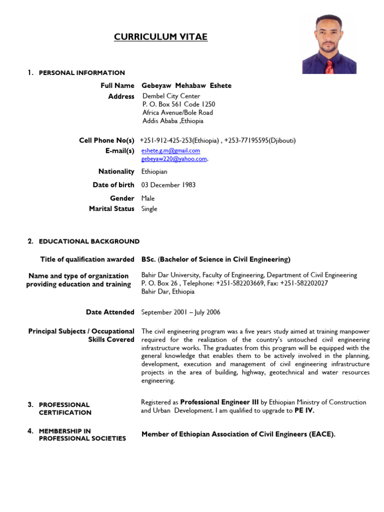1563525045-CV | PDF | Ethiopia
