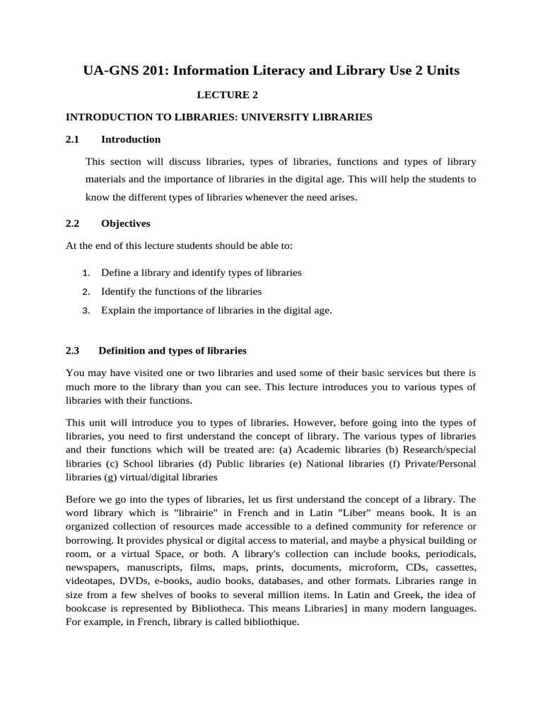 Types and Functions of University Libraries | PDF | Libraries | Books
