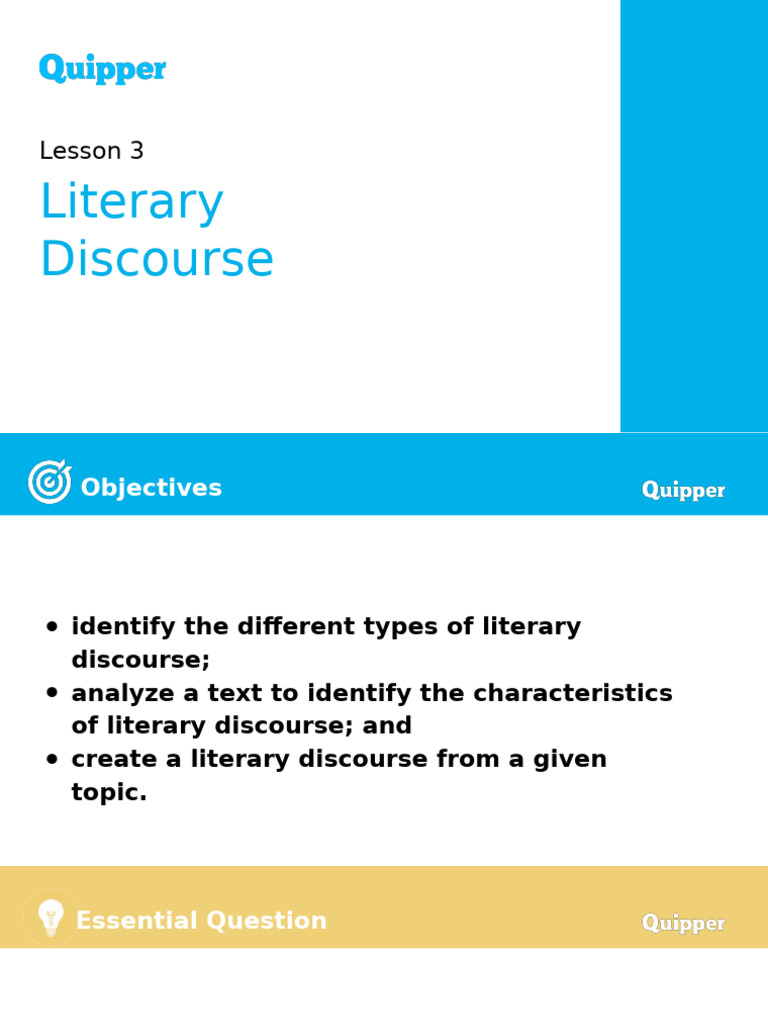Lesson 3 Literary Discourse | PDF