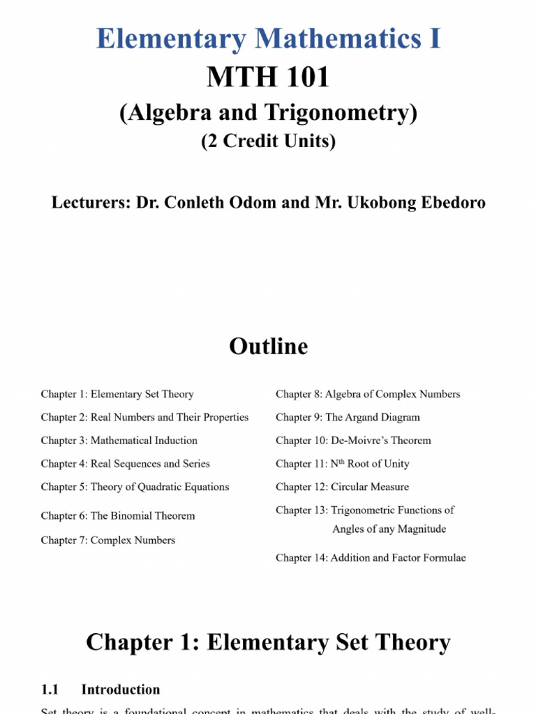 Mathematics For Year 1: Algebra and trigonometry | PDF