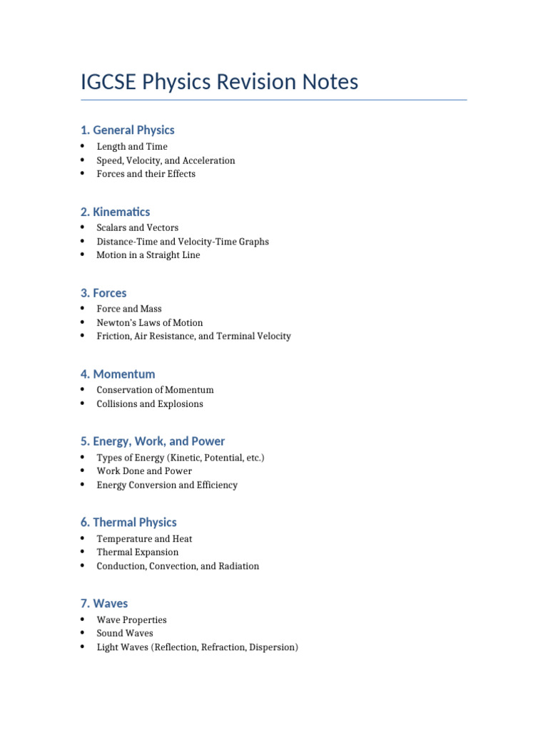 IGCSE Physics Revision Notes | PDF