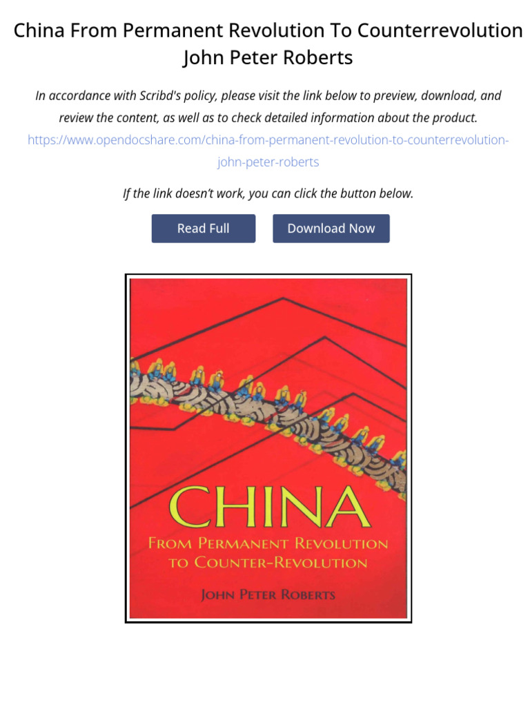 China From Permanent Revolution To Counterrevolution John Peter Roberts ...
