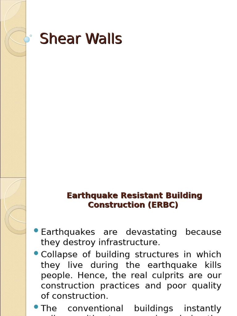 Lecture 3 - Shear Wall | PDF | Wall | Concrete