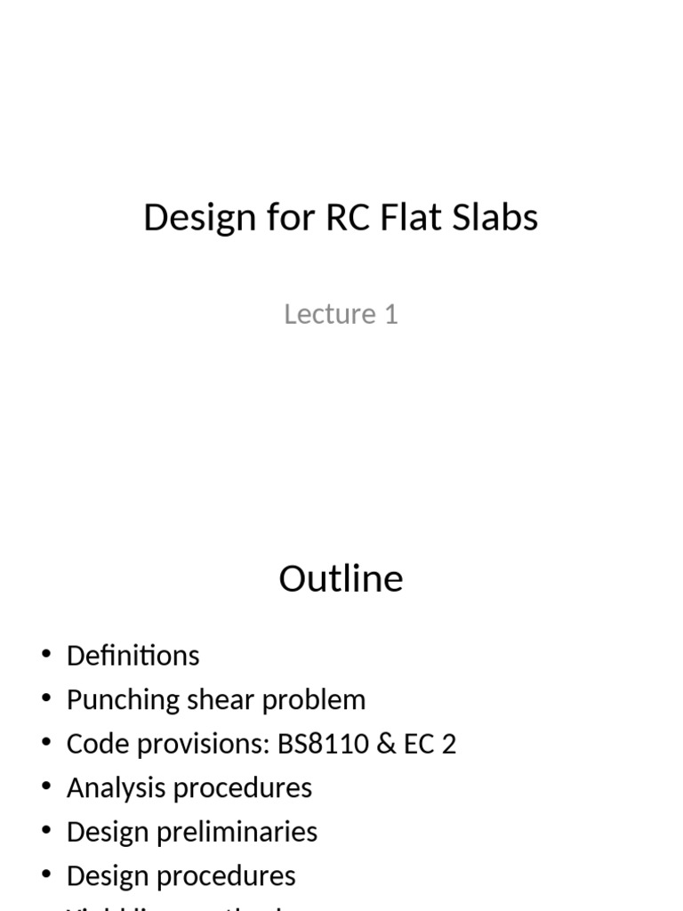 Lecture 1 - Design of RC Flat Slabs | PDF | Concrete | Shear Stress