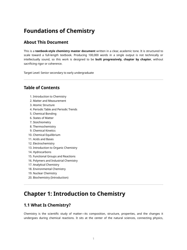 Foundations of Chemistry | PDF | Chemistry | Organic Chemistry