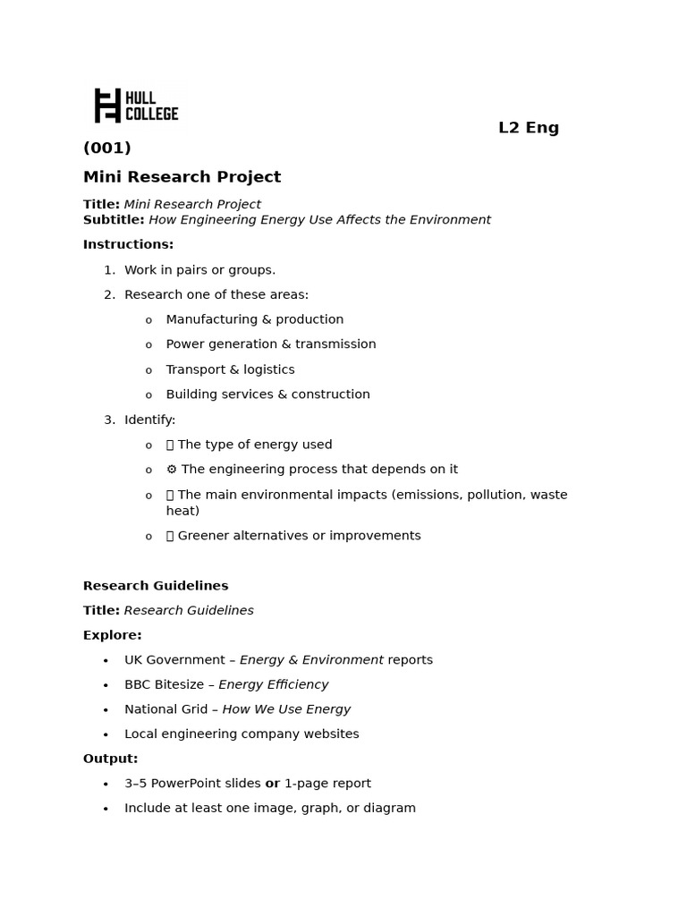 Mini Research Project L2 Eng 001 Wk4 Man | PDF