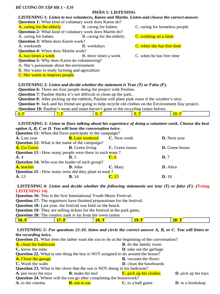 Keys - Part 1- Listening | PDF