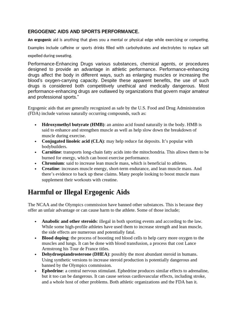 Ergogenic Aids and Sports Performance | PDF | Doping In Sport | Stimulant
