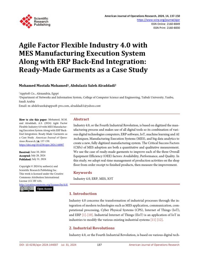 MES and ERP Integration in Industry 4.0 | PDF | Internet Of Things ...