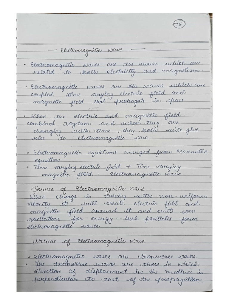 Electromagnetic Wave Notes | PDF
