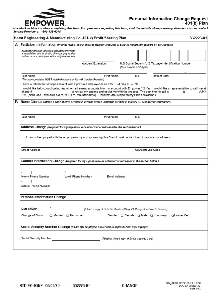 Personal Information Change Request | PDF | Notary Public | Signature