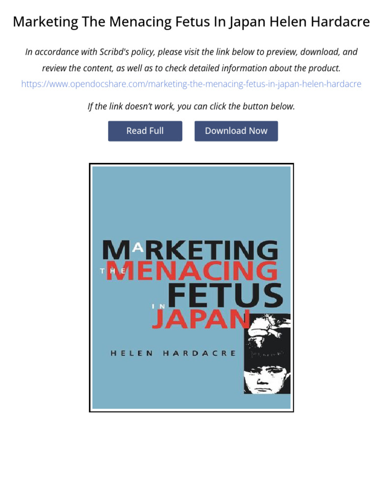 Marketing the Menacing Fetus in Japan Helen Hardacre | PDF
