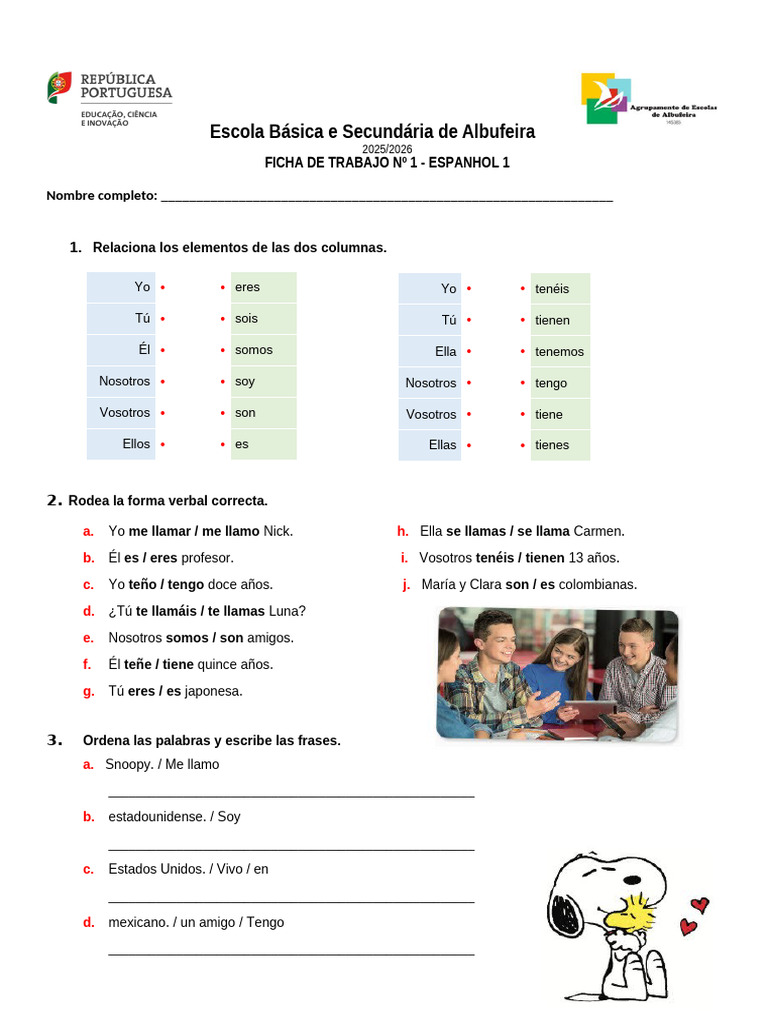 Ficha de Trabajo - Presente de Indicativo | PDF