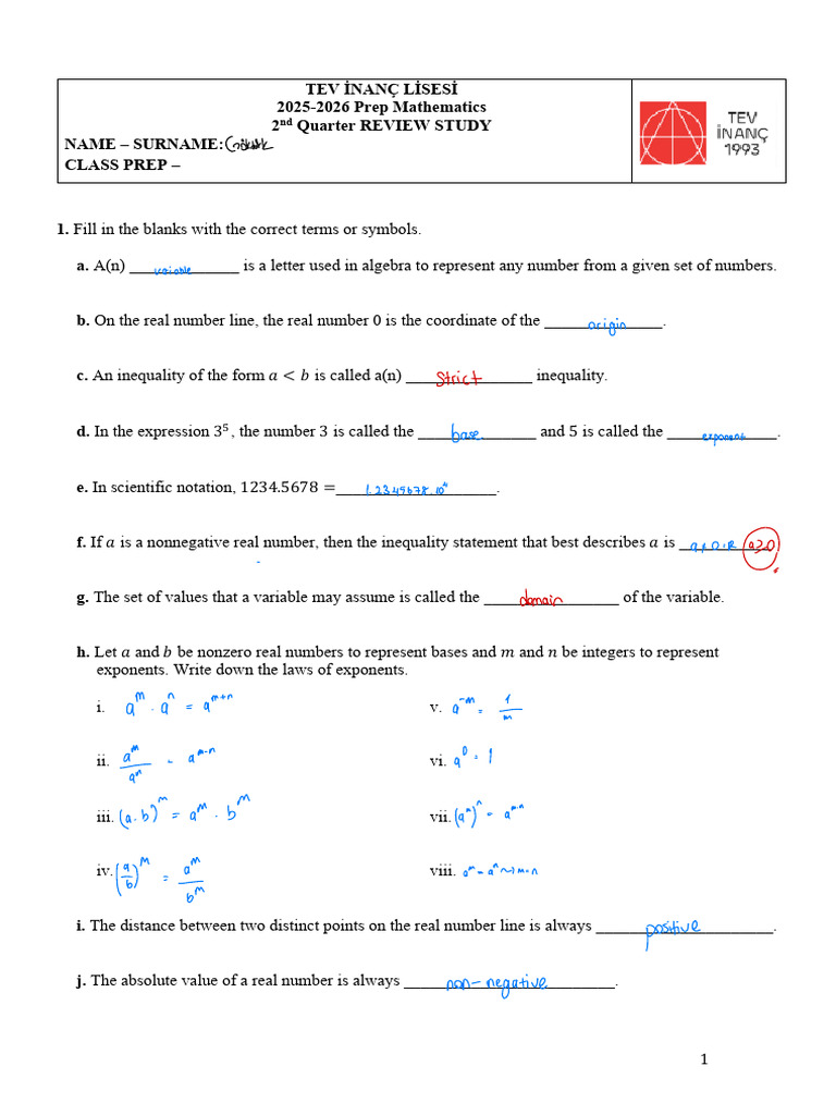 Algebra Terms and Concepts Review | PDF | Abstract Algebra | Equations