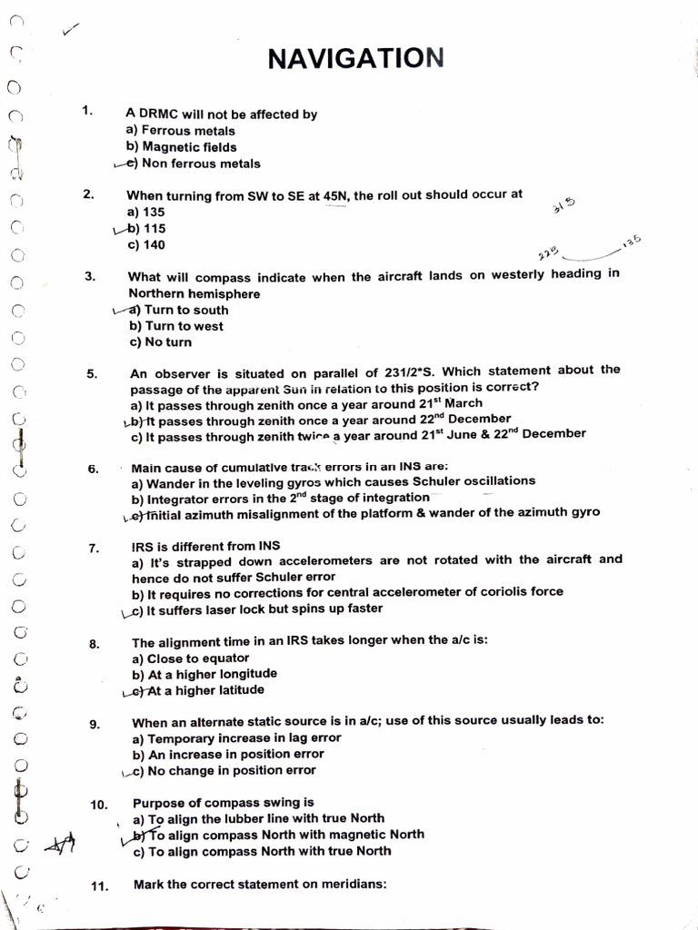 Gen Nav Question Bank | PDF | Latitude | Compass