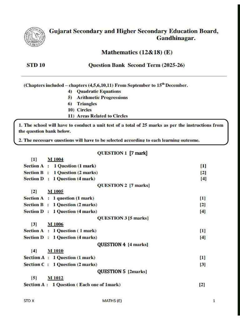 Maths Question Bank 2 | PDF