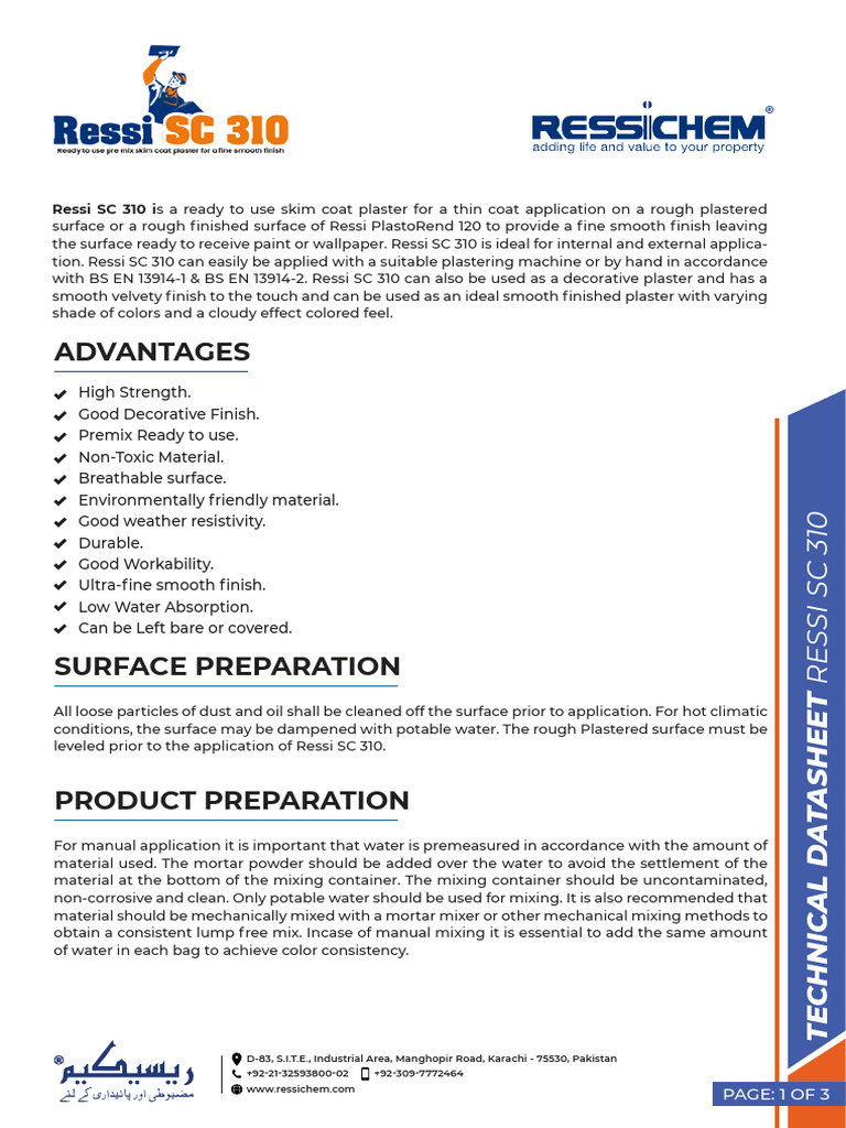 5. Ressi SC 310 | PDF | Plaster | Mortar (Masonry)