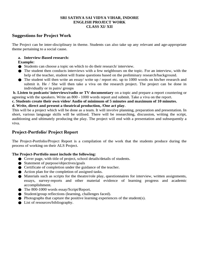 Project Work | PDF | Essays | Learning