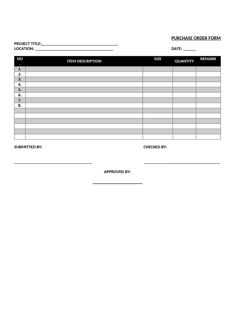 Full Purchase Order Form | PDF