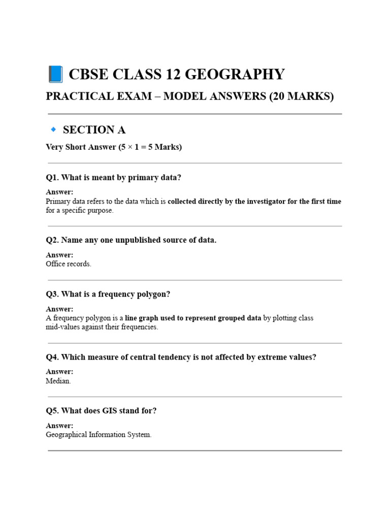 CBSE Class 12 Geography Practical Guide | PDF | Geographic Information ...