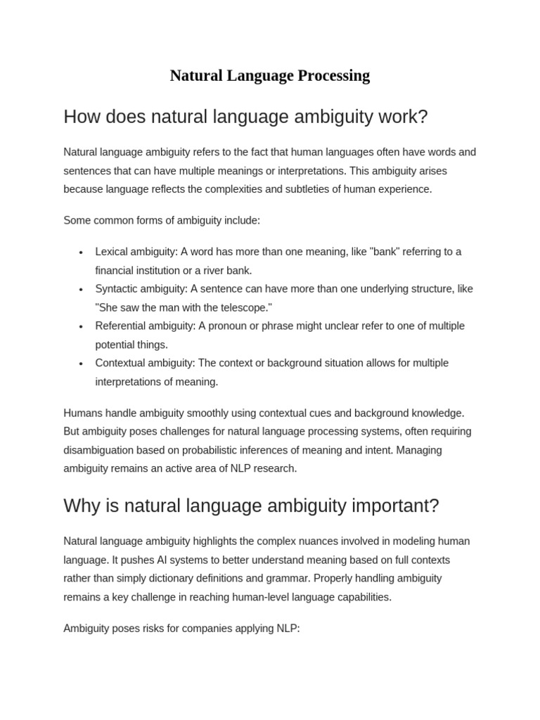 Natural Language Processing | PDF | Ambiguity | Semantics
