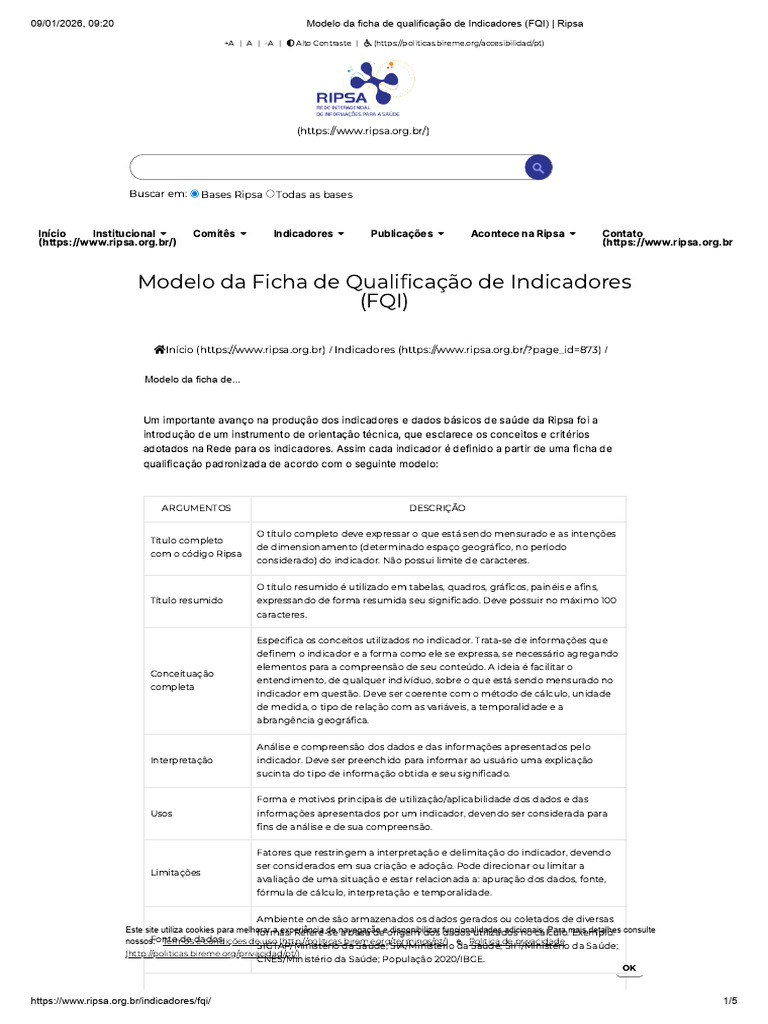 Fqi Ripsa Modelo Ficha Qualificacao Indicador | PDF | Dados | Cálculo